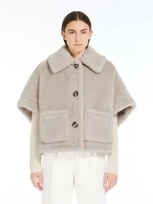 Max Mara Alpaca And Virgin Wool Teddy Mini Cape Jacket