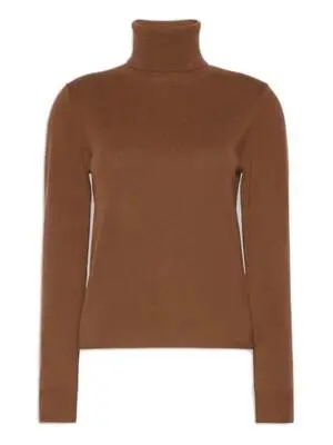 Max Mara Wool & Cashmere Ribbed Turtleneck Sweater - Marrone