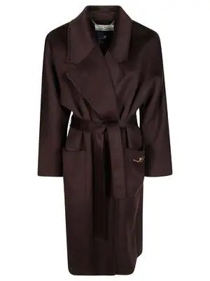 Elisabetta Franchi Belted Overcoat - Marrone