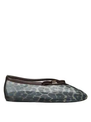 GANNI Printed Mesh Ballerina Bow Flats