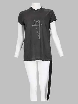 Rick Owens Graphic Cotton T-shirt With Drape Detail
