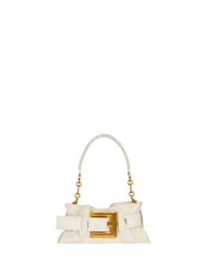 Balmain Leather Mini Anthem Bag - White