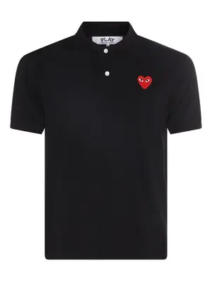 Play Comme Des Garcon Cotton Polo Shirt - Black