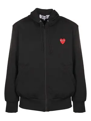 Play Comme Des Garcon Cotton Zipped Hoodie - Black