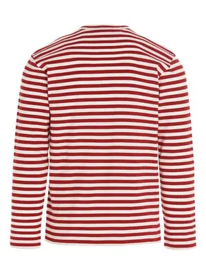 Play Comme Des Garcon Heart Striped Cotton T-shirt - Red