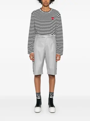 Play Comme Des Garcon Red Heart Striped T-shirt - Black