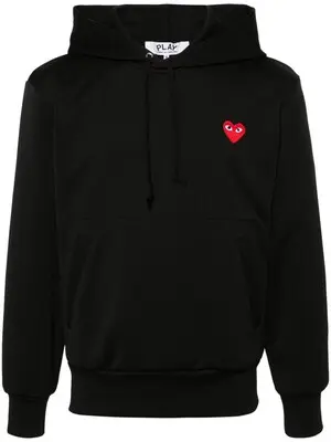 Play Comme Des Garcon Cotton Zipped Hoodie - Black