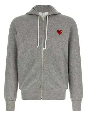 Play Comme Des Garcon Cotton Zipped Hoodie - Grey