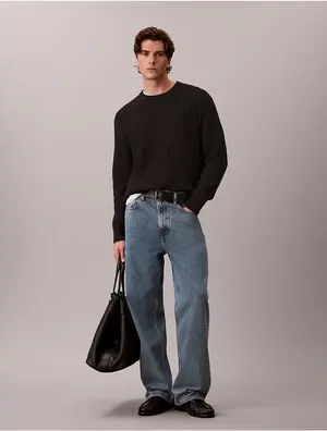 Calvin Klein Calvin Klein Cotton Tuck Stitch Sweater Black