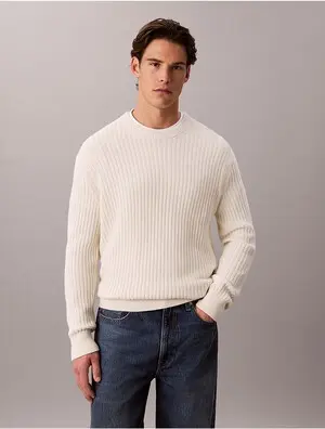 Calvin Klein Cotton Tuck Stitch Sweater - Tofu
