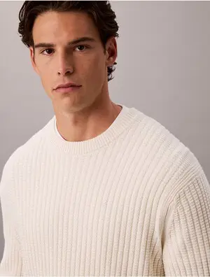 Calvin Klein Cotton Tuck Stitch Sweater - Tofu