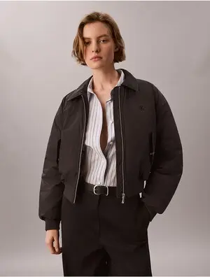 Calvin Klein Padded Nylon Bomber Jacket - Black