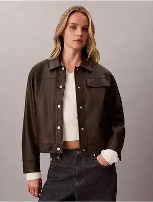 Calvin Klein Faux Leather Relaxed Jacket - Black Coffee