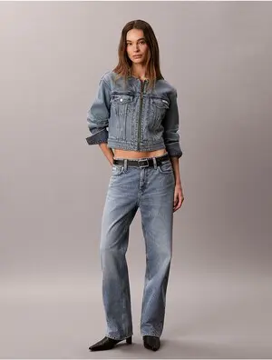 Calvin Klein Collarless Cropped Trucker Jacket