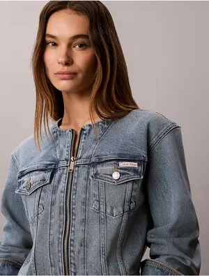 Calvin Klein Collarless Cropped Trucker Jacket