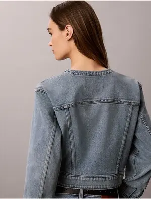 Calvin Klein Collarless Cropped Trucker Jacket