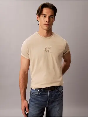 Calvin Klein Embossed Monogram Logo Tee - White Pepper