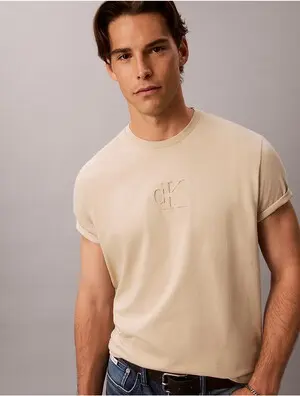 Calvin Klein Embossed Monogram Logo Tee - White Pepper