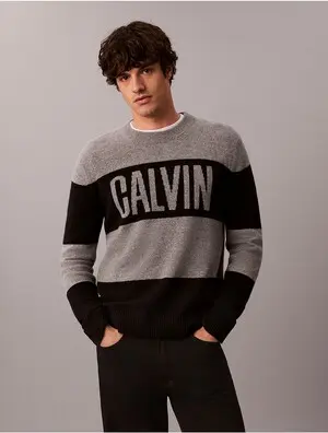 Calvin Klein Merino Striped Calvin Logo Sweater