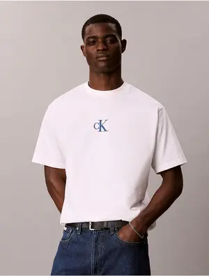 Calvin Klein Monogram Logo Overlay Tee - Bright White