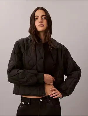 Calvin Klein Emblem Logo Nylon Quilted Liner Jacket - Black