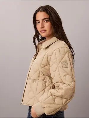 Calvin Klein Emblem Logo Nylon Quilted Liner Jacket - Crockery