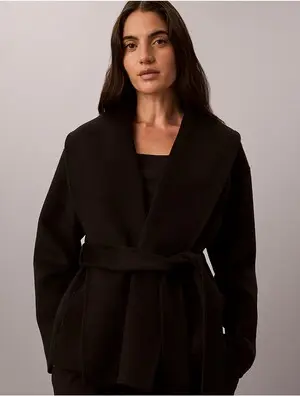 Calvin Klein Shawl Hip Coat - Black