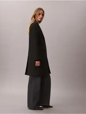 Calvin Klein Tailored Wool Blend Single Breasted Coat