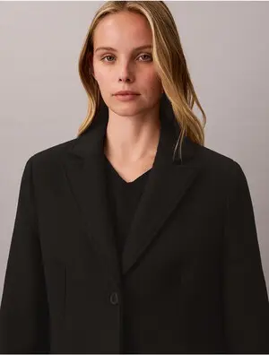 Calvin Klein Tailored Wool Blend Single Breasted Coat