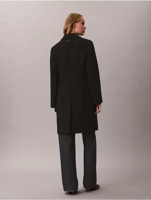 Calvin Klein Tailored Wool Blend Single Breasted Coat
