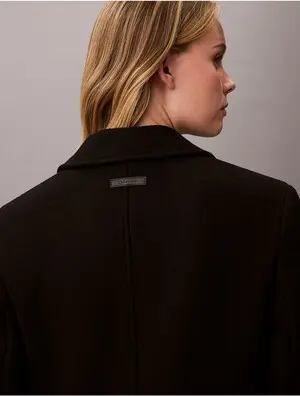 Calvin Klein Tailored Wool Blend Single Breasted Coat
