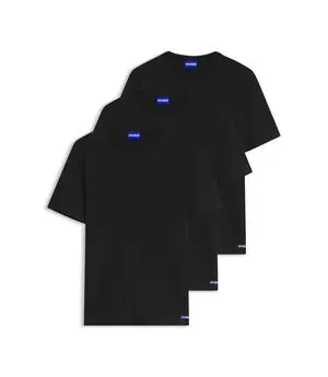 Hugo Three-pack Of Logo-print Cotton T-shirts - Black