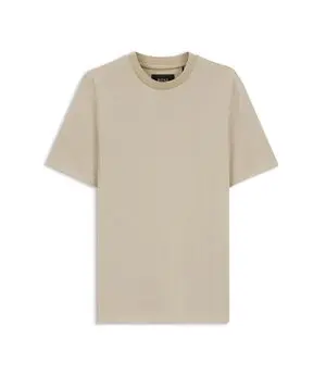 BOSS Windowpane-check T-shirt In A Cotton-and-silk Blend