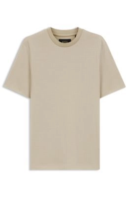 BOSS Windowpane-check T-shirt In A Cotton-and-silk Blend