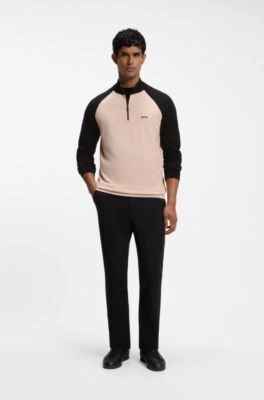 BOSS Color-blocked Quarter-zip Sweater