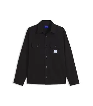 Hugo Oversized-fit Cotton Shirt With Chest Flap Pockets - Black