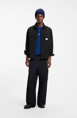 Hugo Oversized-fit Cotton Shirt With Chest Flap Pockets