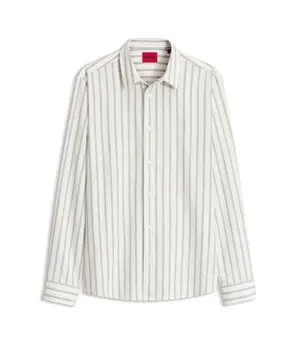 Hugo Relaxed-fit Shirt In Brushed Cotton Flannel - White