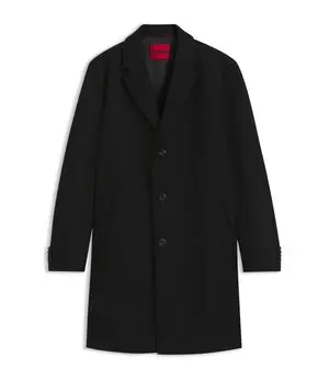 Hugo Regular-fit Coat In A Virgin-wool Blend - Black