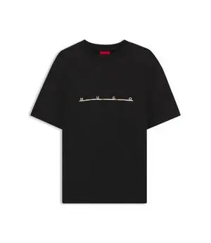 Hugo Relaxed-fit T-shirt With Zigzag Stitching Detail - Black