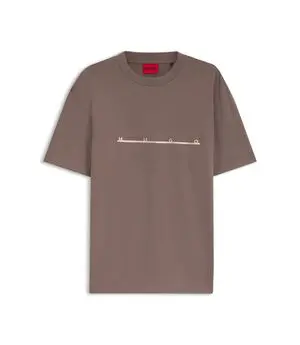 Hugo Relaxed-fit T-shirt With Zigzag Stitching Detail - Brown