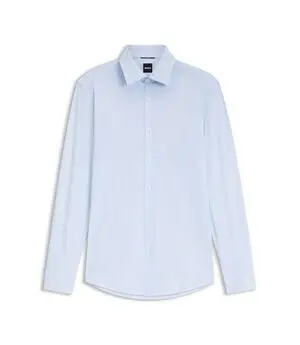 BOSS Slim-fit Shirt In Printed Performance-stretch Jersey - Light Blue