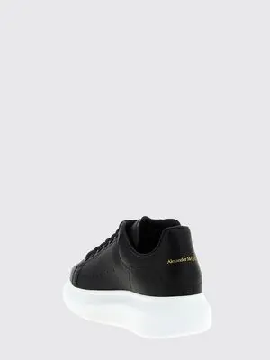 Alexander McQueen Oversize Calf Leather Sneakers With Contrasting Heel And Laminated Logo - Black