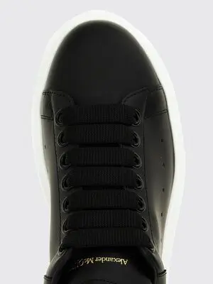 Alexander McQueen Oversize Calf Leather Sneakers With Contrasting Heel And Laminated Logo - Black