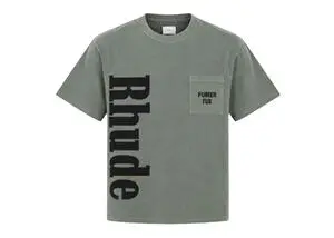 Rhude Logo Pocket Tee Shirt - Olive