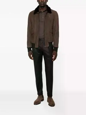 BARBA NAPOLI Boston Shearling-collar Suede Jacket