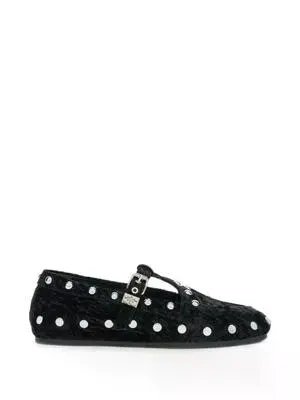 GANNI Mary Jenny Moccasins In Velvet - Black