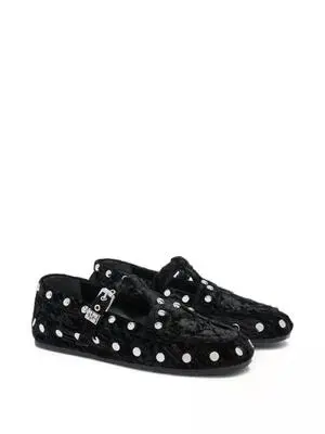 GANNI Velvet Mary Jenny Moccasins - Black