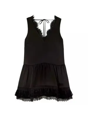 GANNI Dress In Lace Satin - Black