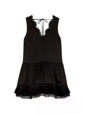 GANNI Lace Satin Dress - Black
